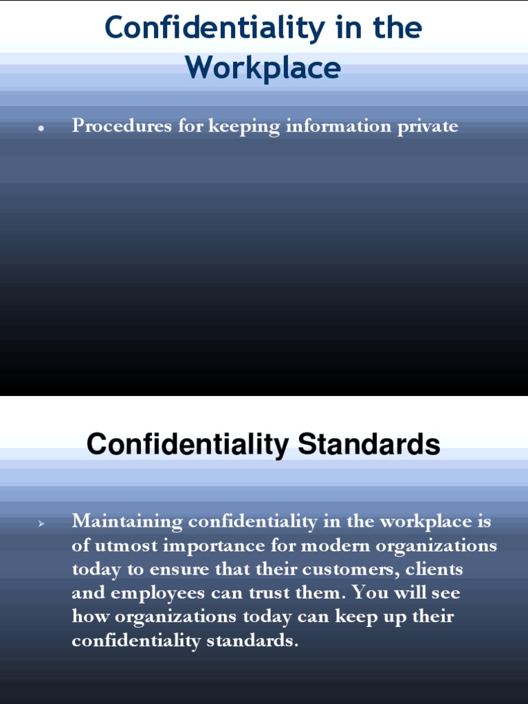 Confidentiality in The Workplace | PDF | Confidentiality | Information ...