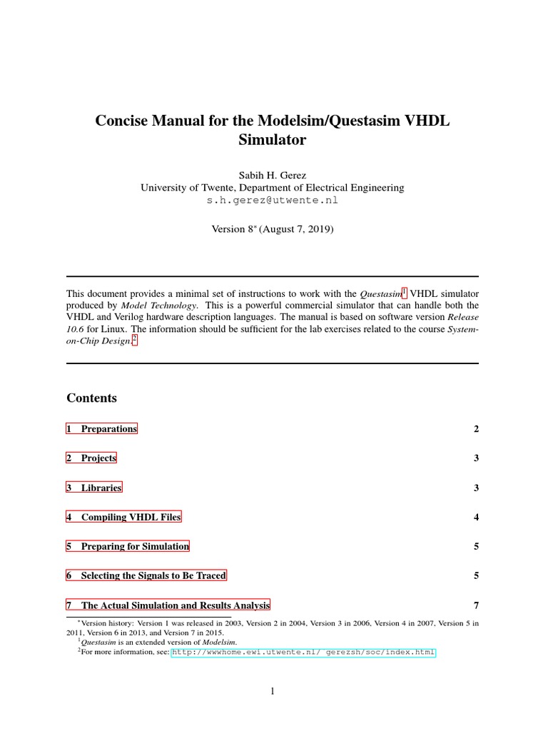 Modelsim Manual | PDF | Vhdl | Library (Computing)