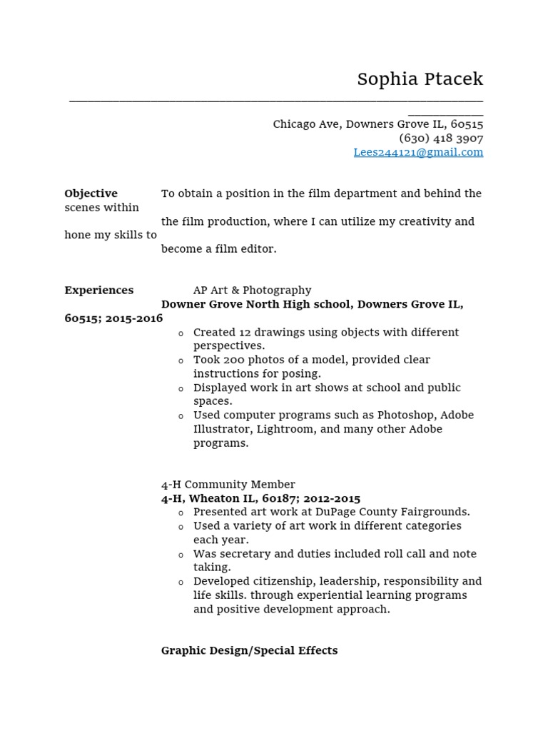 Sophia Resume | PDF | Adobe Photoshop | Adobe Illustrator