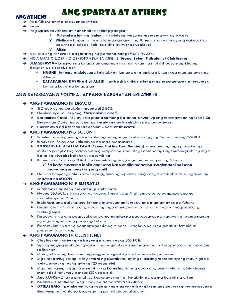 Ang Sparta at Athens | PDF