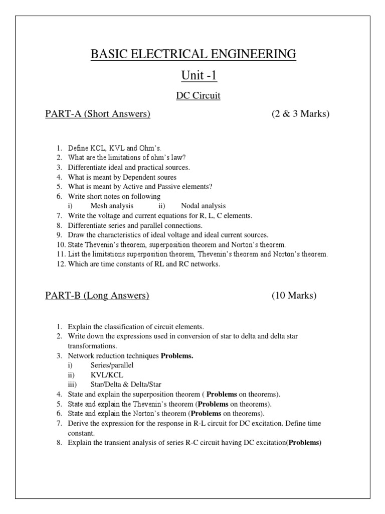 BEE IMP Qus of All Units | PDF | Electric Motor | Ac Power