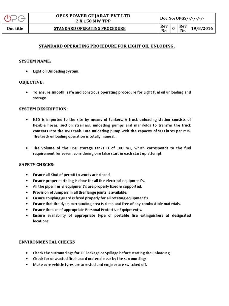 338438490-SOP-for-HSD-unloading-docx.docx | Truck | Fuel Oil