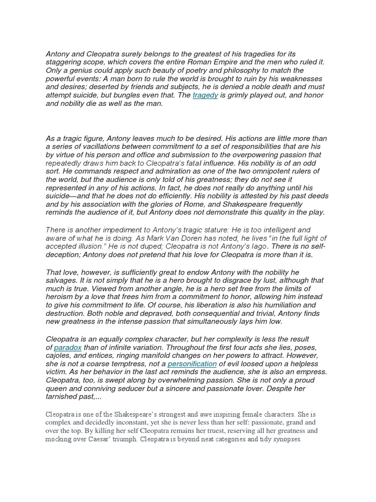 Antony and Cleopatra | PDF | Mark Antony | Cleopatra