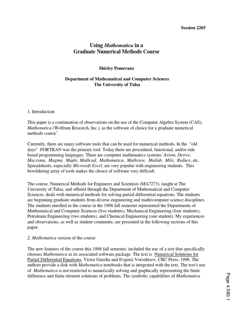 Using Mathematica | PDF | Numerical Analysis | Finite Difference