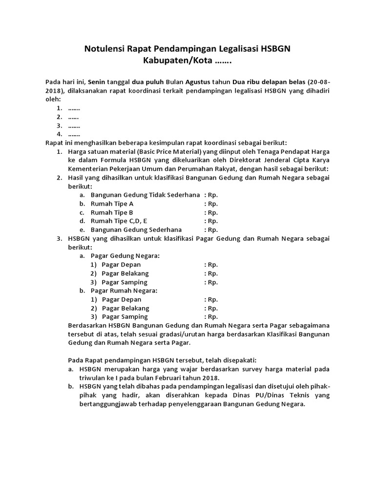 Konsep Berita Acara Pendampingan Legalisasi HSBGN | PDF