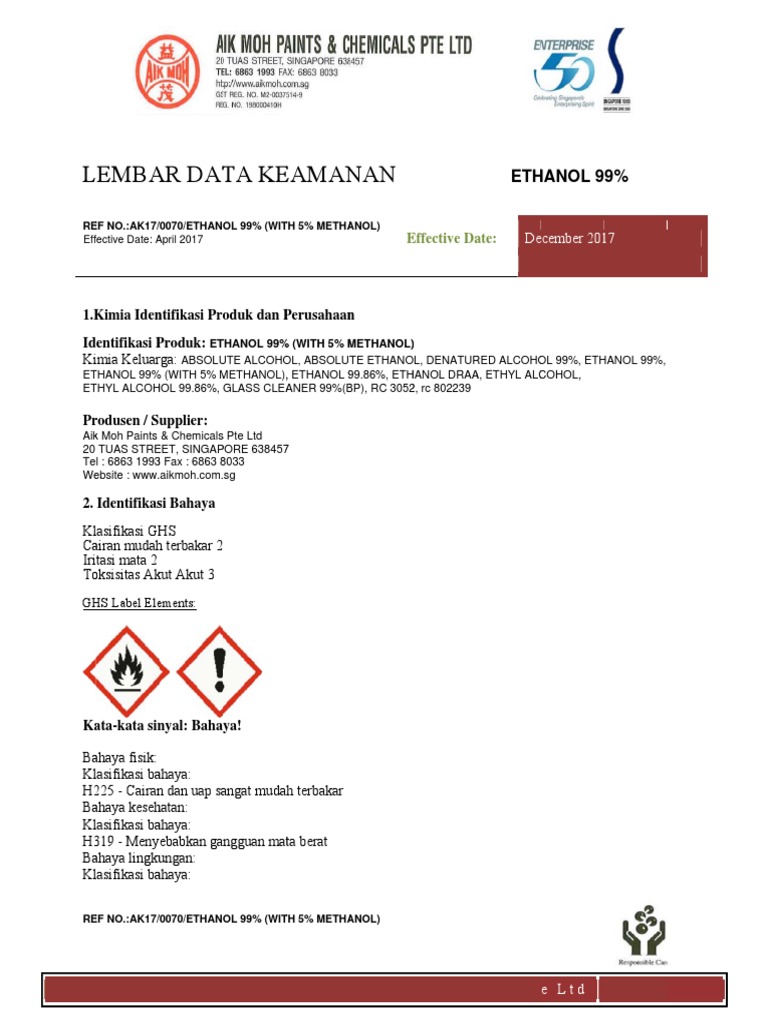 MSDS Ethanol | PDF