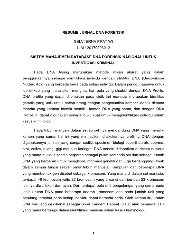 Tugas Dna Forensik - Resume 30 November 2018 | PDF