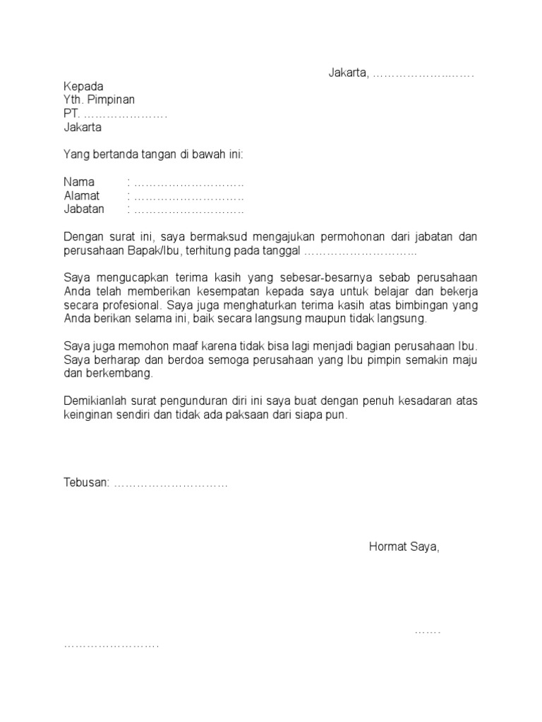 Surat Pengunduran Diri Resmi | PDF