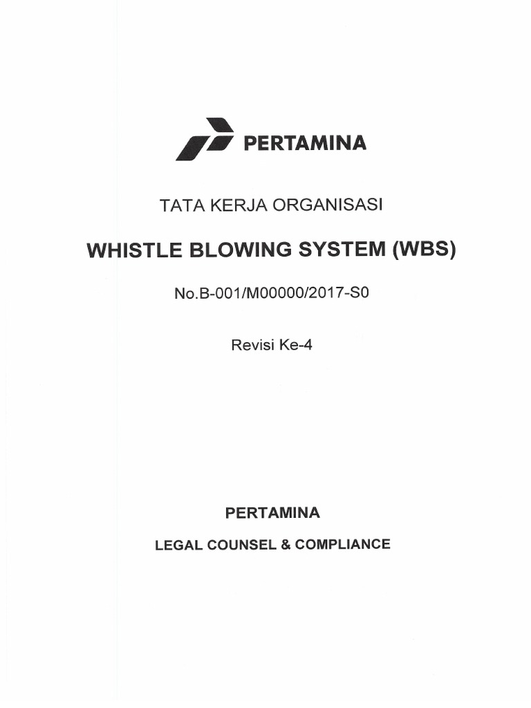 Whistle Blowing System Pertamina 2017 | PDF