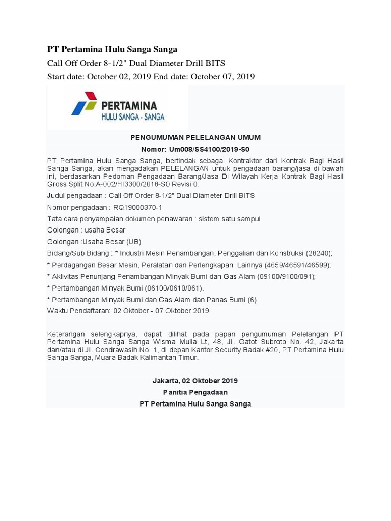 Call Off Order | PDF