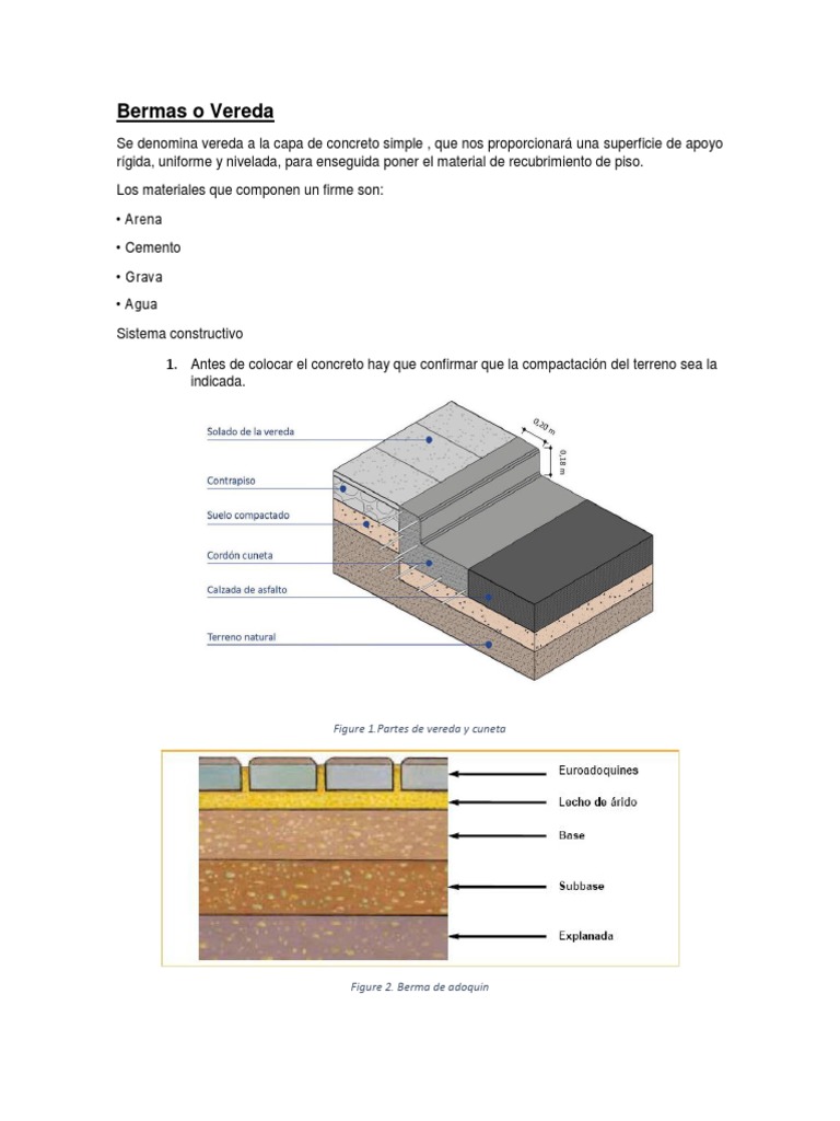 Bermas y Veredas: Construcción y Mantenimiento | PDF | Hormigón ...