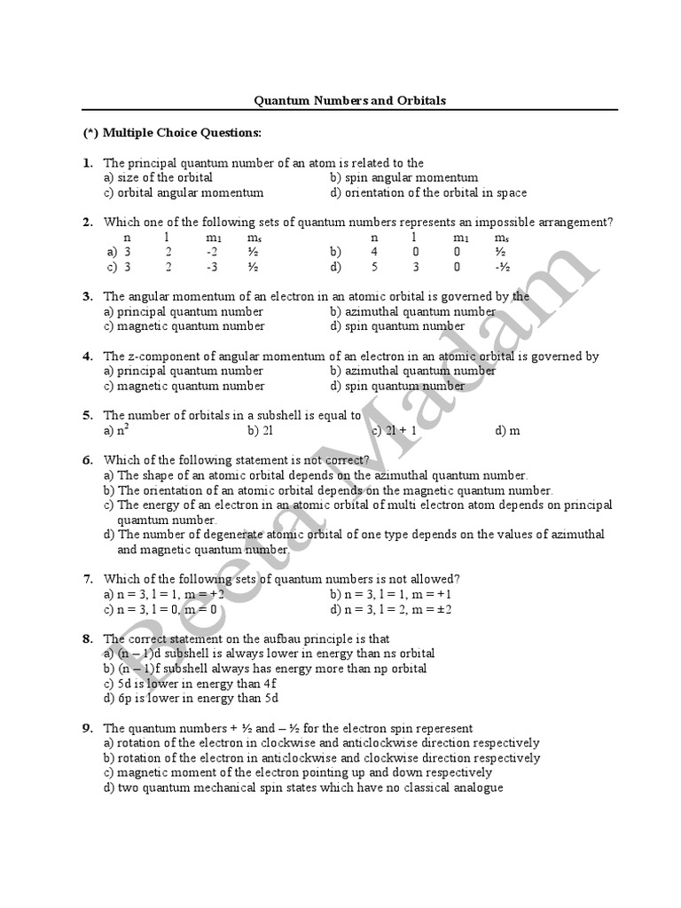 Quantum Numbers Orbitals | PDF | Electron Configuration | Atomic Orbital