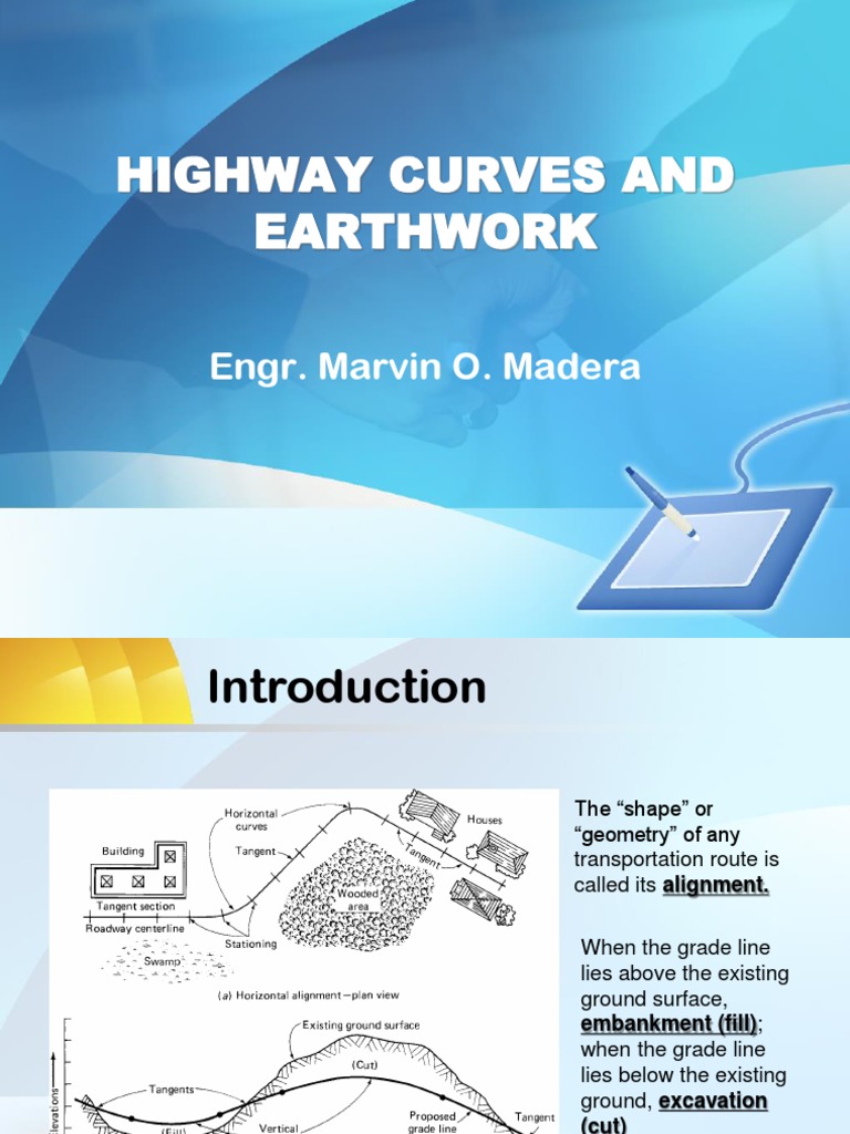 Highway Curve Design and Earthwork | PDF | Tangent | Surveying