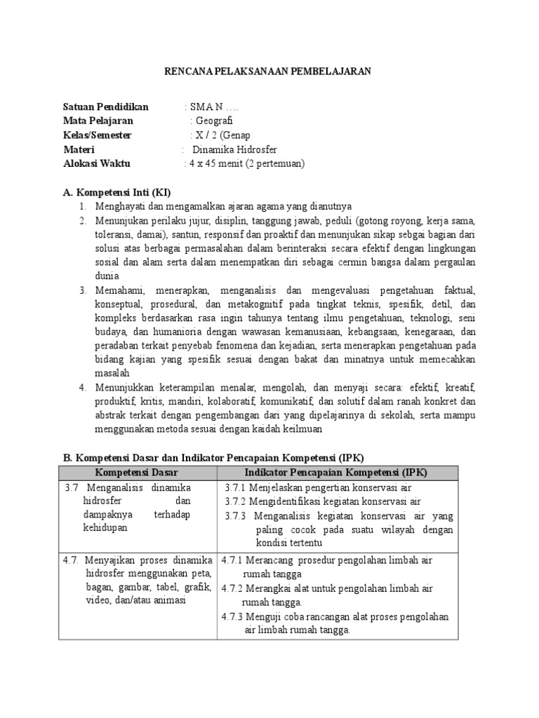 04.contoh RPP Stem Geografi-2019 Re | PDF