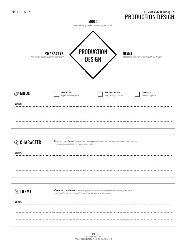 Filmmaking Techniques Production Design Worksheet | PDF
