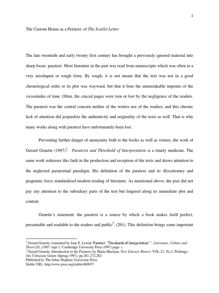 The Custom House As A Peritex of The Scarlet Letter - Docx-1 | PDF ...
