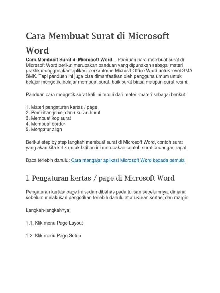 Cara Membuat Surat Di Microsoft Word | PDF