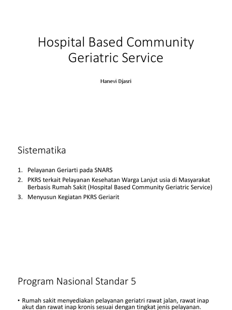 8 Hospital Based Community Geriatric Service | PDF