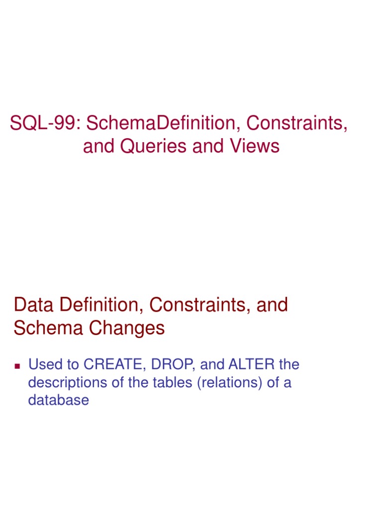 Schemadefinition Constraints And Queries And Views Pdf Relational Model Software Design
