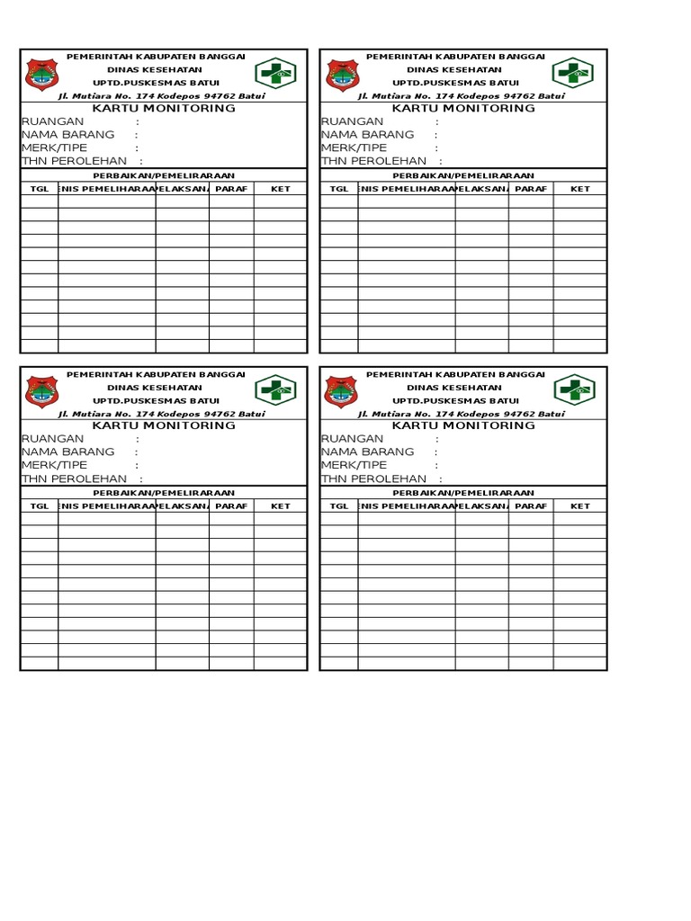 Kartu Monitoring Ruangan | PDF