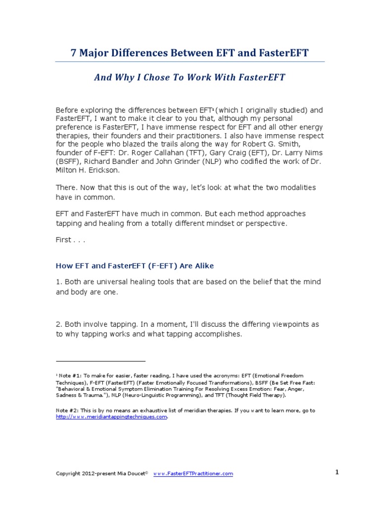 7 Major Differences Between EFT and FasterEFT v8 2015 | PDF | Mind ...