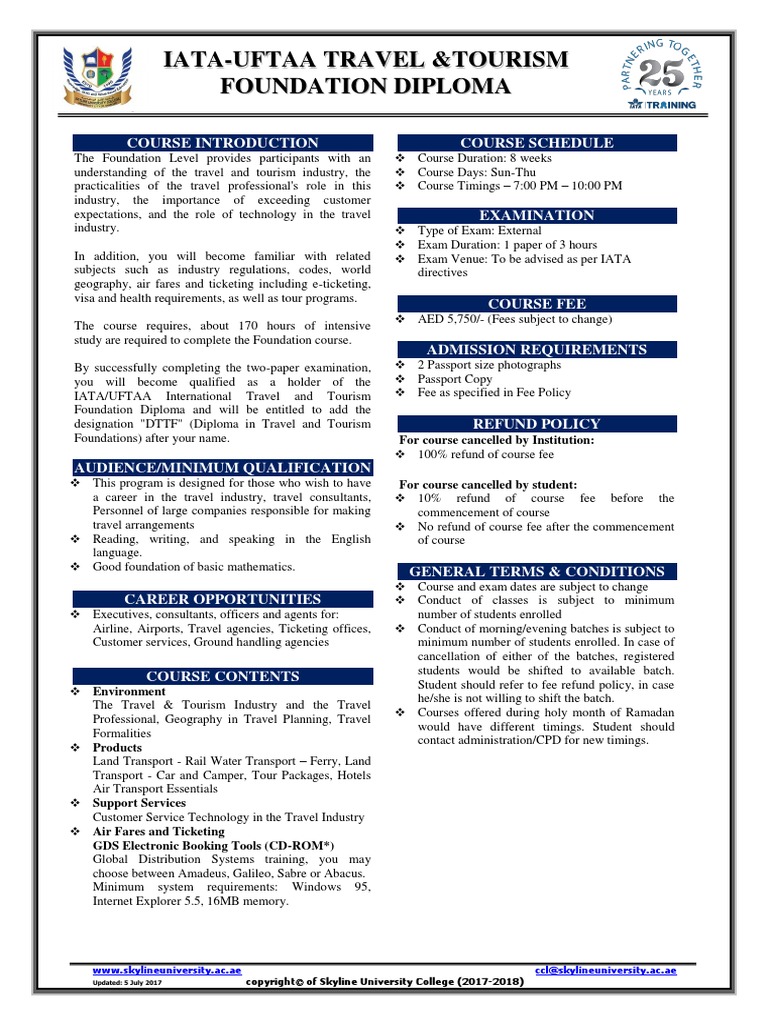 IATA UFTAA Foundation Diploma in Travel and Tourism | PDF | Service ...