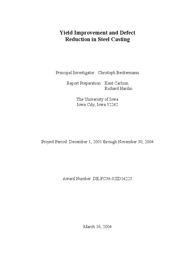 Yield Improvement Steel Castings PDF | PDF | Foundry | Casting ...