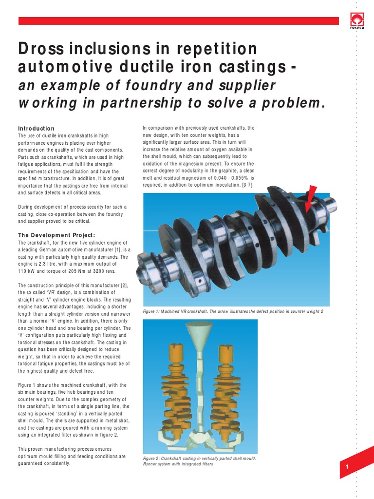 Dross Inclusions in Ductile Iron Crankshafts | PDF | Casting ...