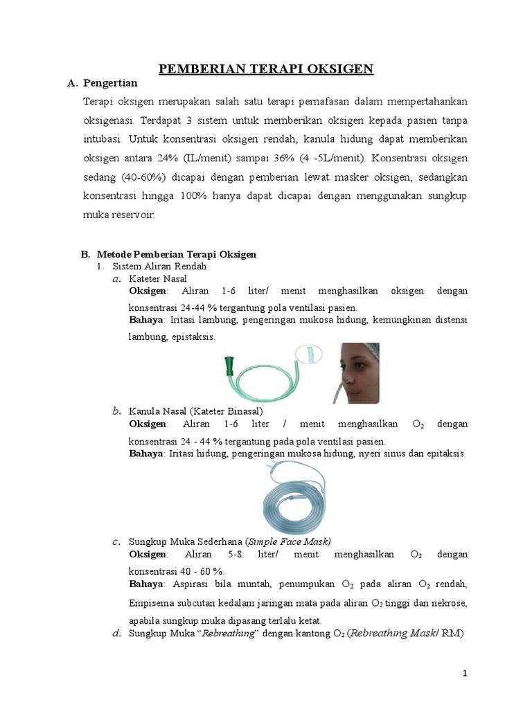 Pemberian Terapi Oksigen | PDF