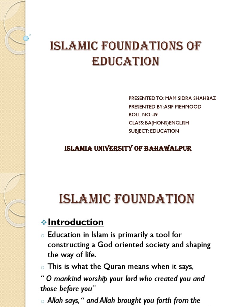 Islamic Foundations of Education | PDF