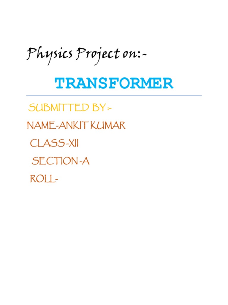 Transformer Project Class12 PDF | PDF | Transformer | Inductor