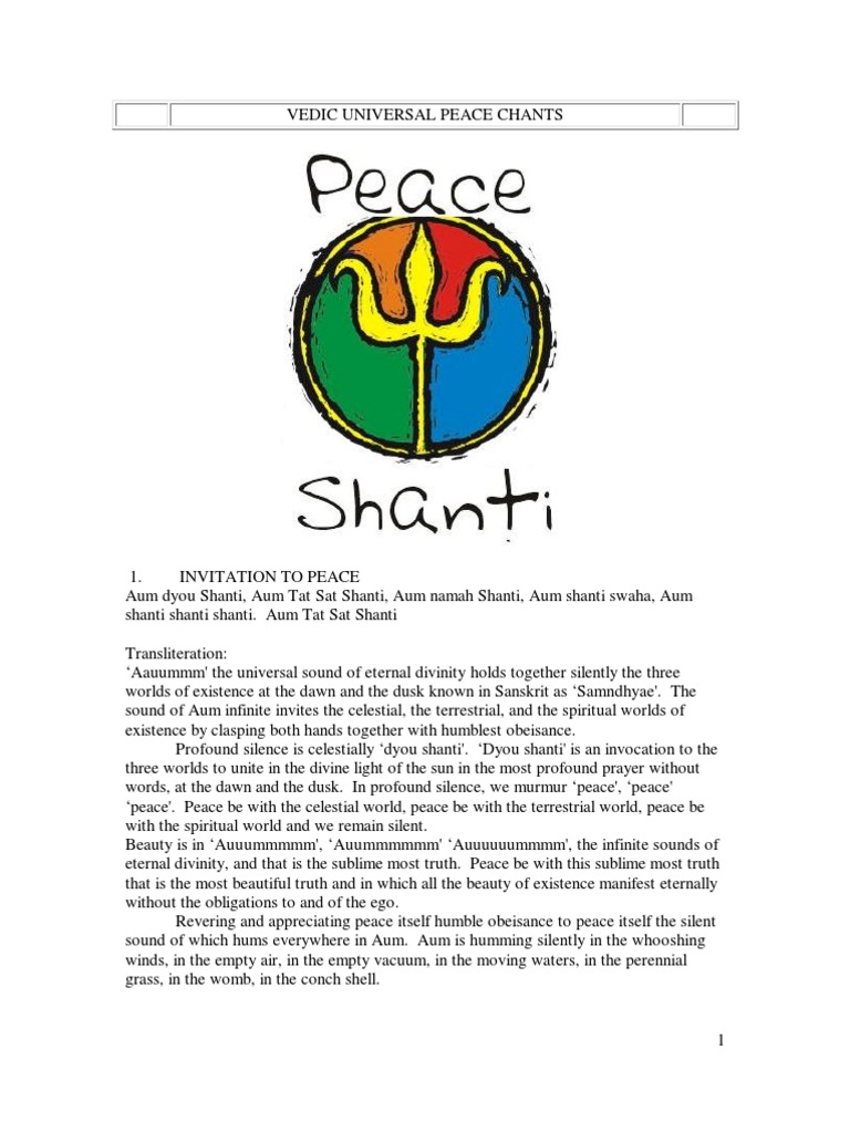 PEACE Mantras and Translation | PDF | Mantra | Spirituality