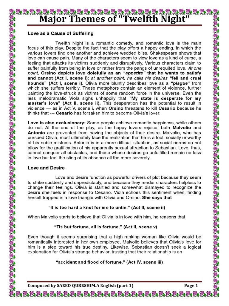 Theme of Twelfth Night | PDF | Twelfth Night