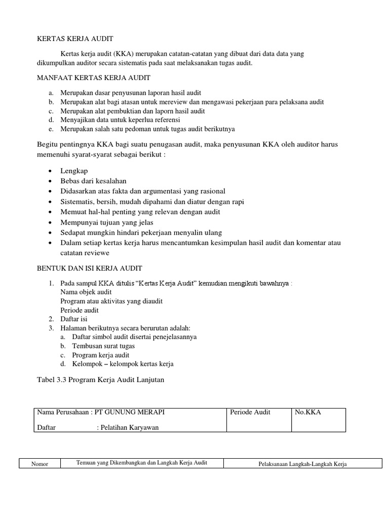 Kertas Kerja Audit | PDF