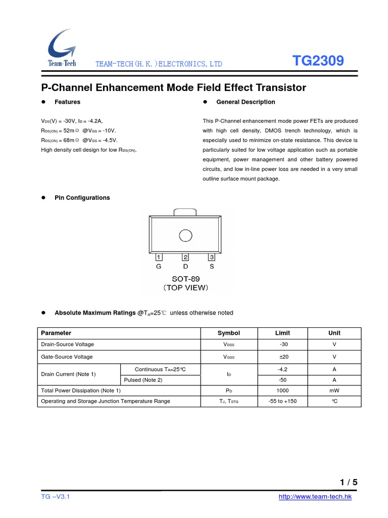 tg2309 331 PDF | PDF | Field Effect Transistor | Electrical Equipment