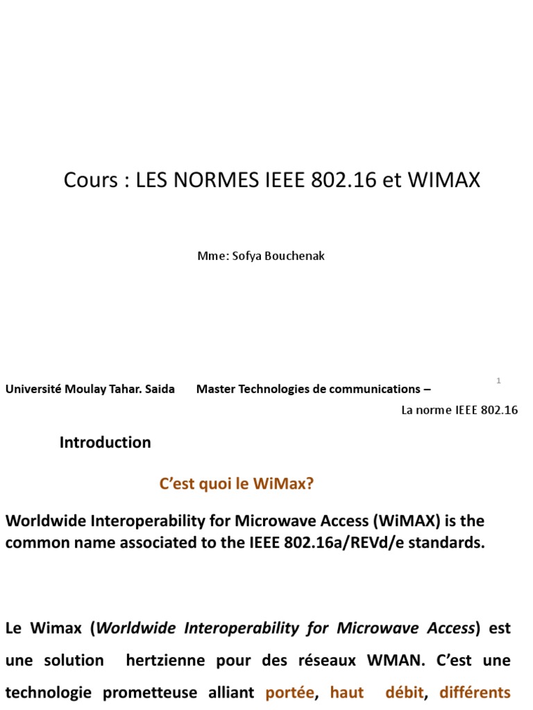Cours Wimax | PDF | WiMAX | Orthogonal Frequency Division Multiplexing
