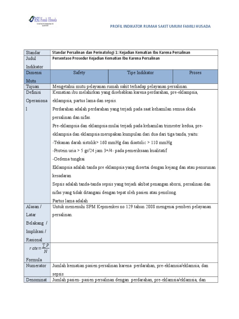 Format Indikator Mutu | PDF