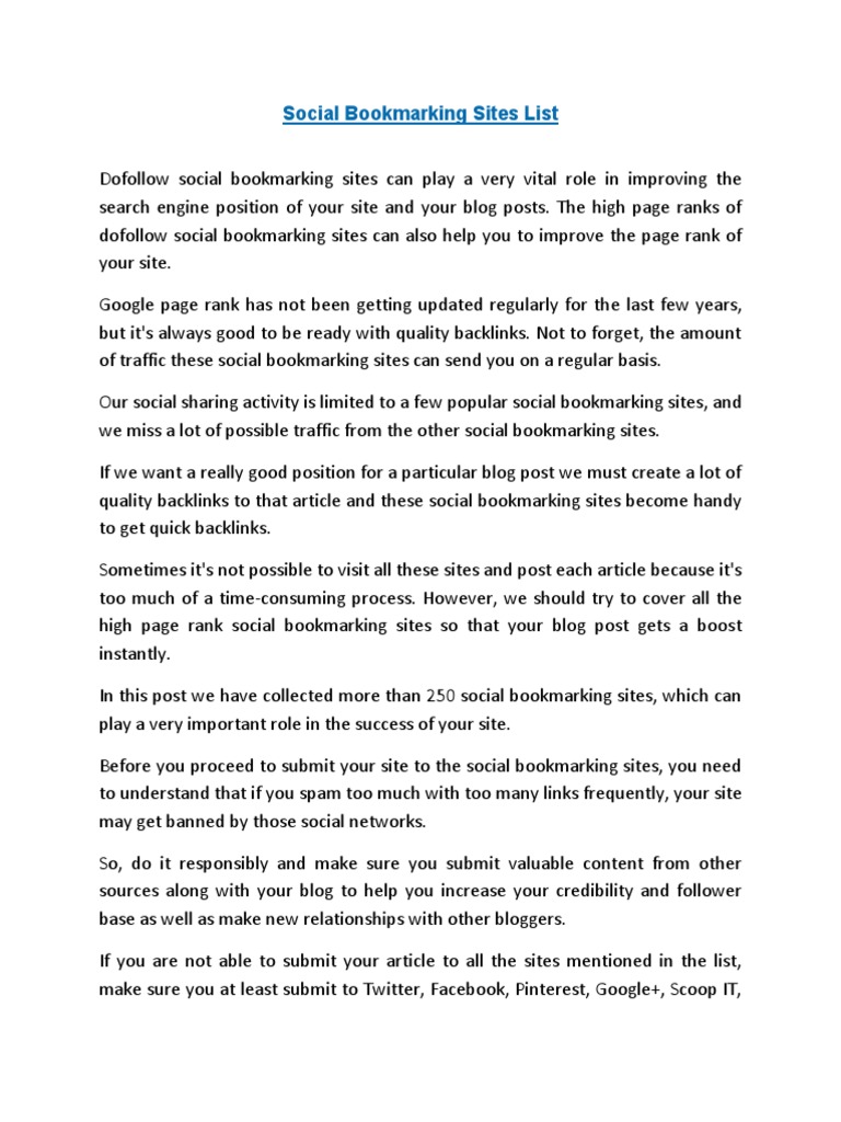 SEO Boost with Social Bookmarking | PDF | Search Engine Optimization ...