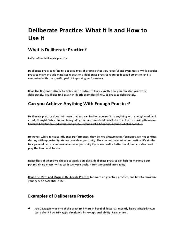 01 - Deliberate Practice - James Clear | PDF | Cognition ...