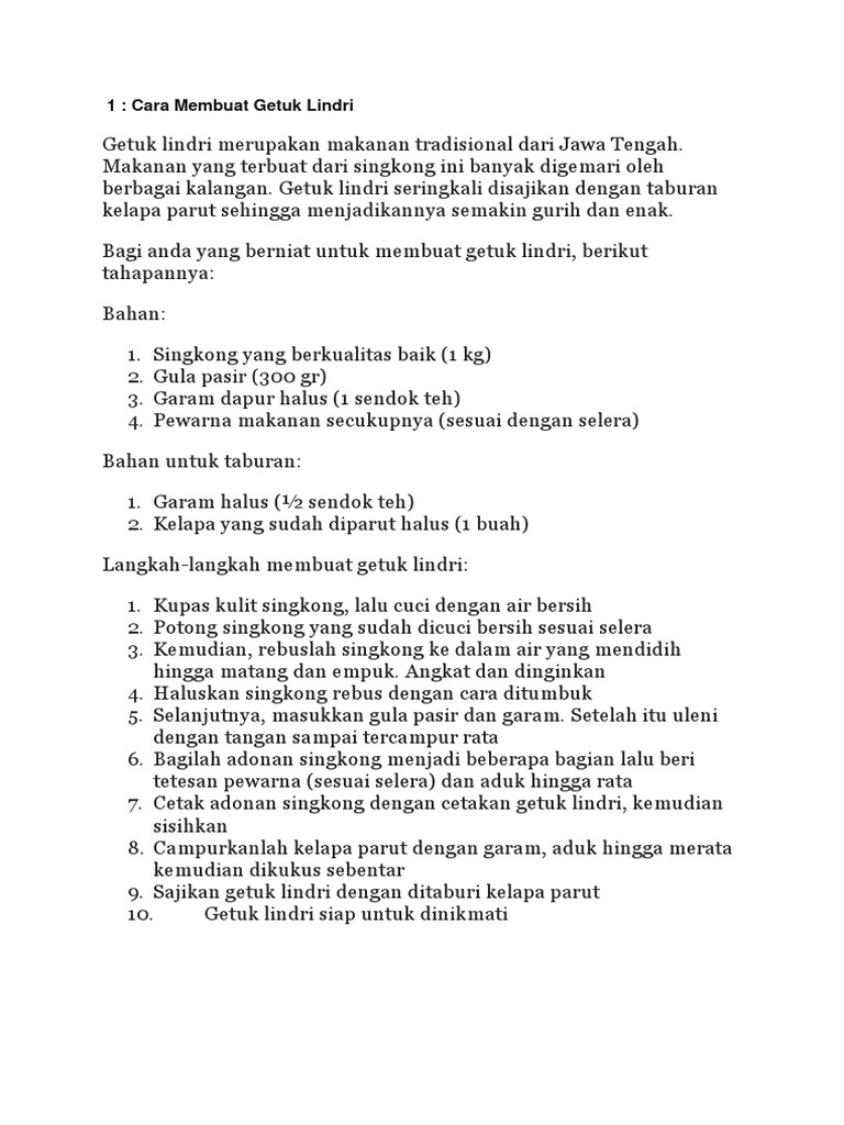 Teks Prosedur | PDF | Memasak, Makanan, & Anggur | Griya & Taman