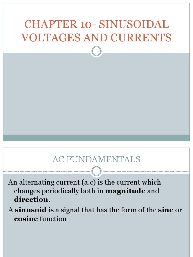 Chapter 10 Sinusoidal Voltages and Currents | PDF | Electromagnetic ...