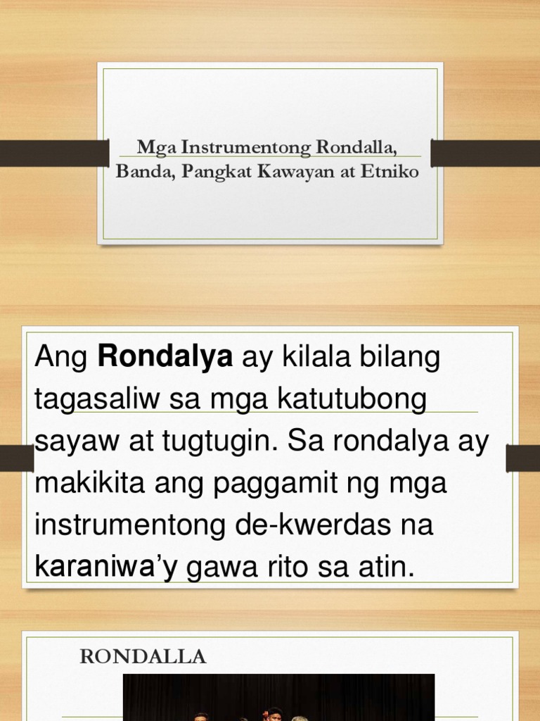Mga Instrumentong Rondalla, Banda, Pangkat Kawayan | PDF