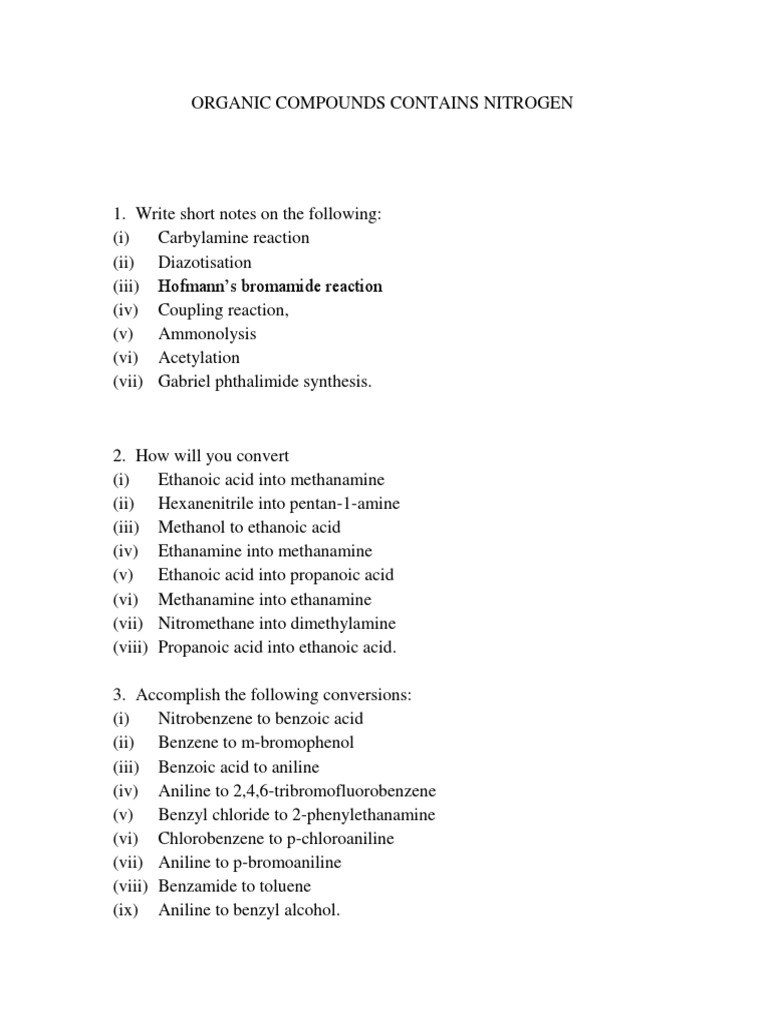Conversions of Nitrogen-Containing Compounds | PDF | Functional Group ...
