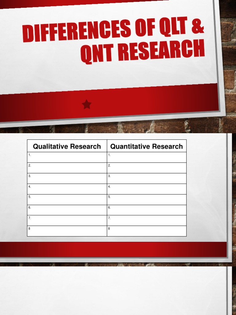 Differences of QLT and QNT Research | PDF | Quantitative Research ...