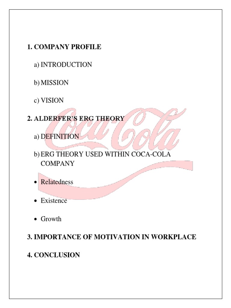 Coca Cola ERG Theory | PDF | Drink | Motivation