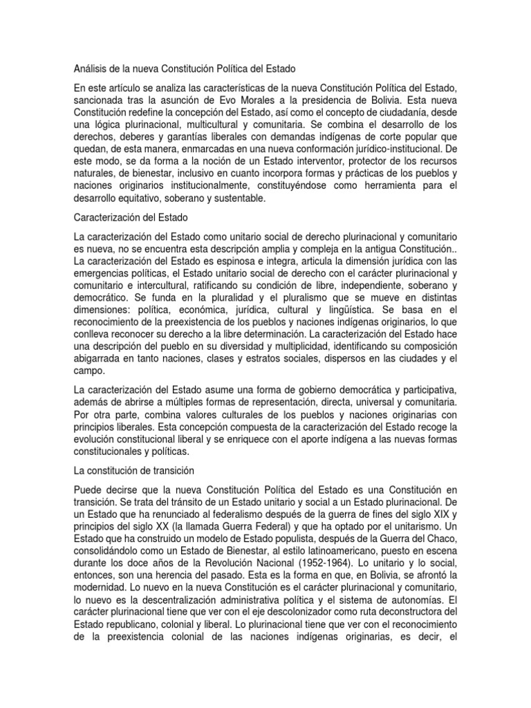 Análisis de las características clave de la nueva Constitución Política ...