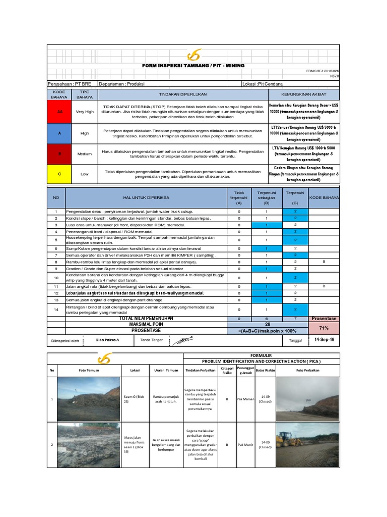 Form Inspeksi Tambang | PDF