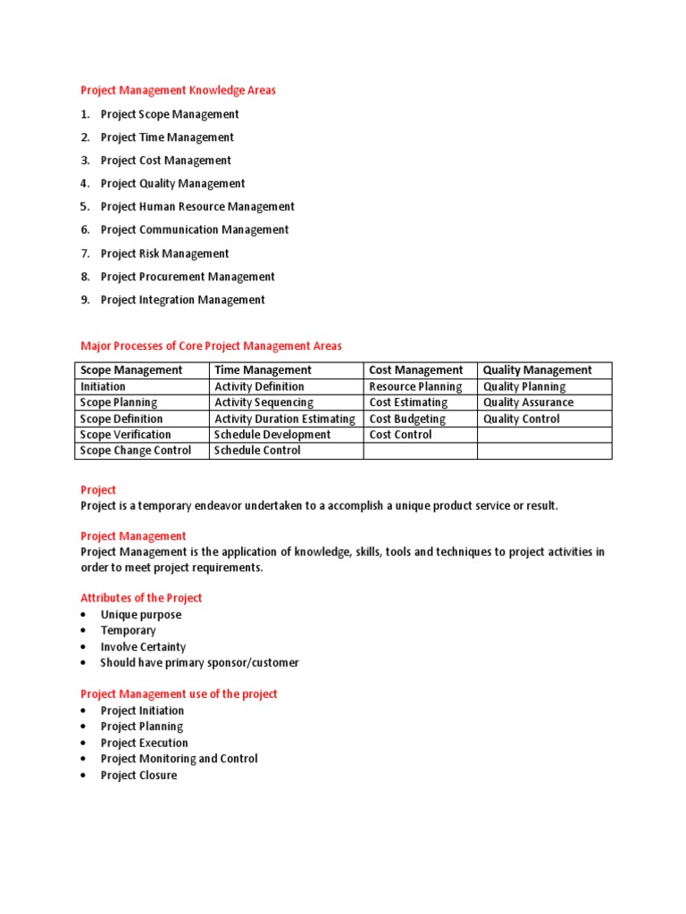 Project Management Short Notes | PDF | Project Management | Risk Management