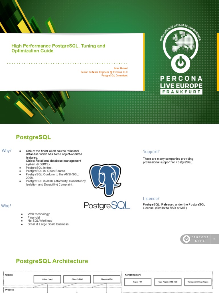 High Performance PostgreSQL, Tuning and Optimization Guide - FileId - 160682 | PDF | Postgre Sql ...