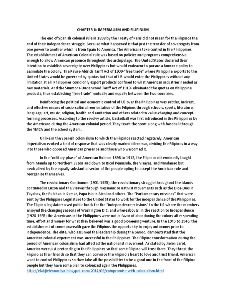 CHAPTER 6 Imperialism and Filipinism | PDF | Philippines | Colonialism